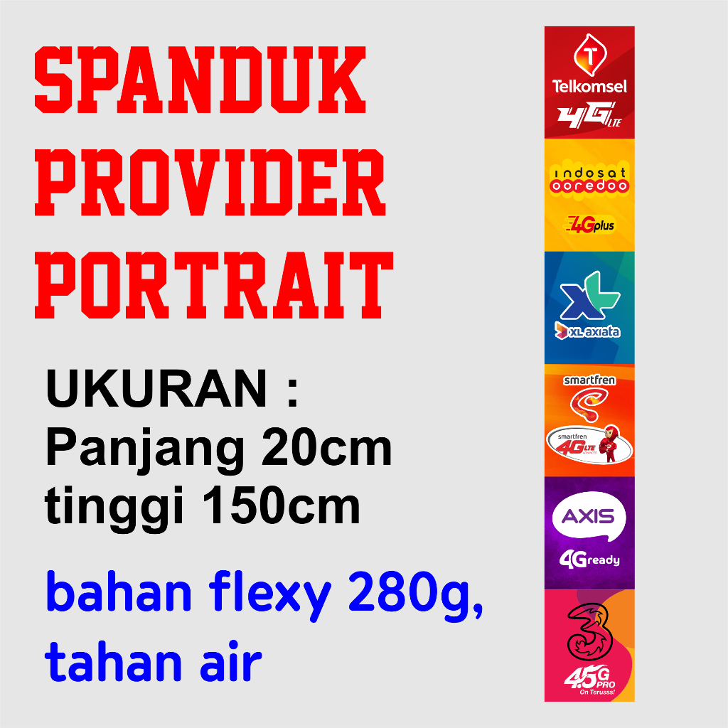 Jual spanduk provider portrait 150 x 20cm | Shopee Indonesia