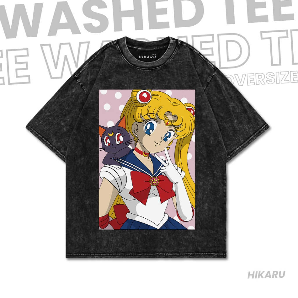 Jual Hikaru Oversize Washed T Shirt Kaos Sailor Moon Stone Wash T