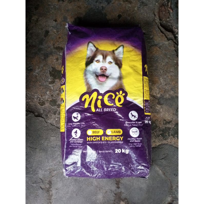 Jual Dogfood NICE dog food 20kg 20 kg makanan anjing varian lamb dan ...