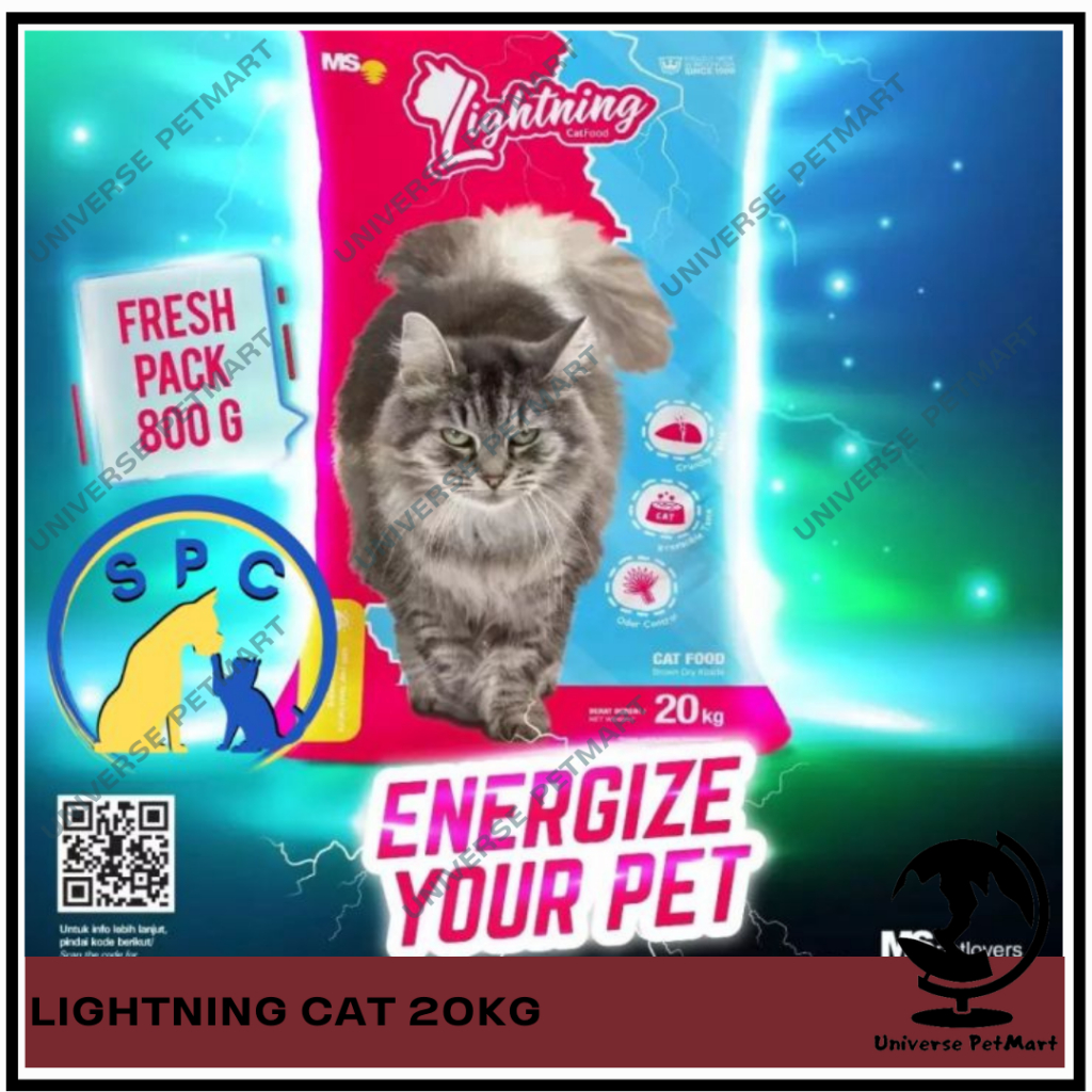 Jual Lightning Cat 20Kg Dry Cat Food - Makanan Kucing Kering (Grab ...