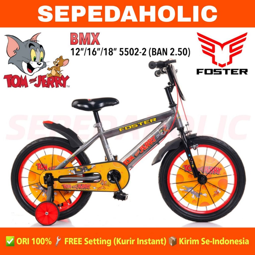 Jual Sepeda Anak Laki BMX FOSTER 5502-2 TOM AND JERRY Ukuran 12 16 18 ...