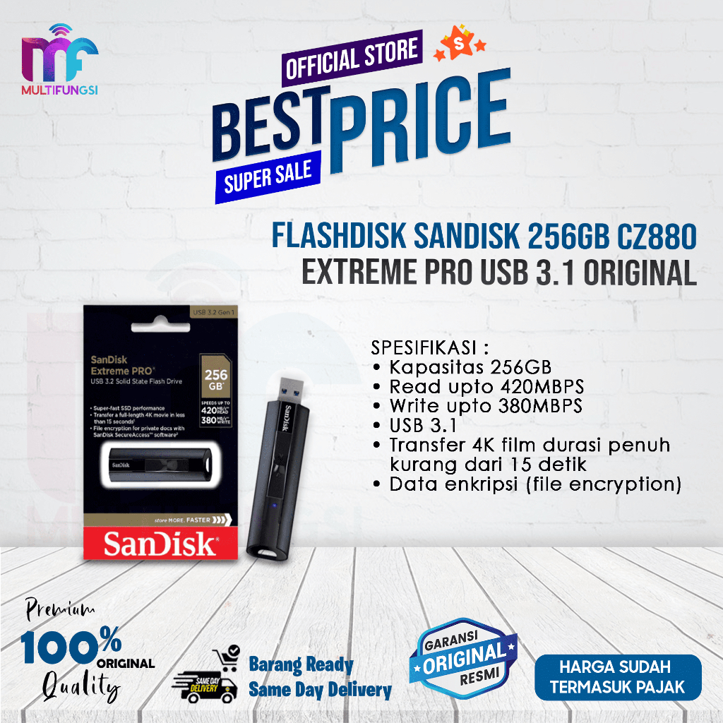 Jual Flashdisk Sandisk 256GB CZ880 Extreme Pro USB 3.1 Original ...