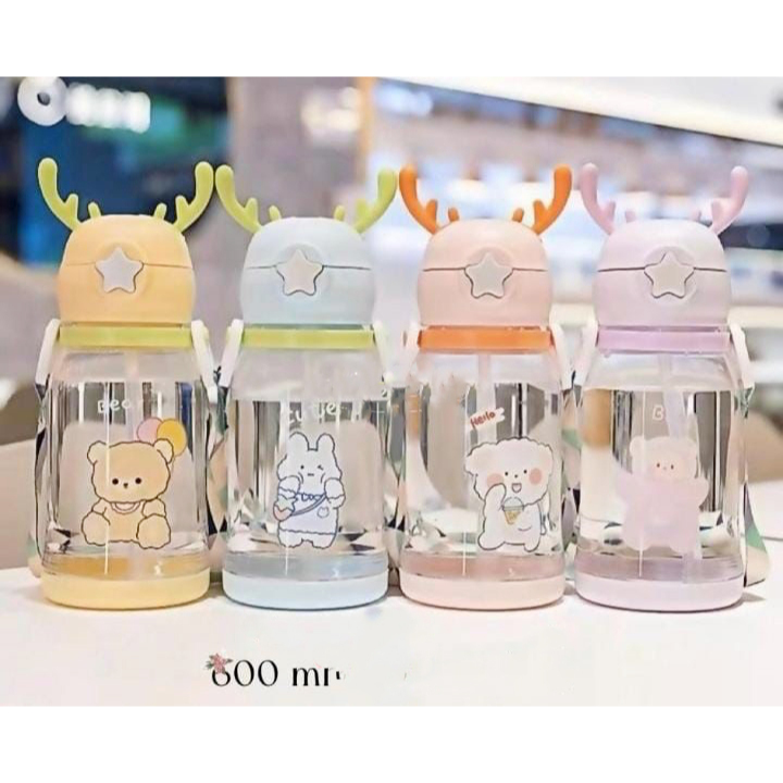 Jual BOTOL MINUM ANAK KARAKTER KARTUN / BOTOL AIR MINUM ANAK SEDOTAN 610ML MODEL TANDUK RUSA ...