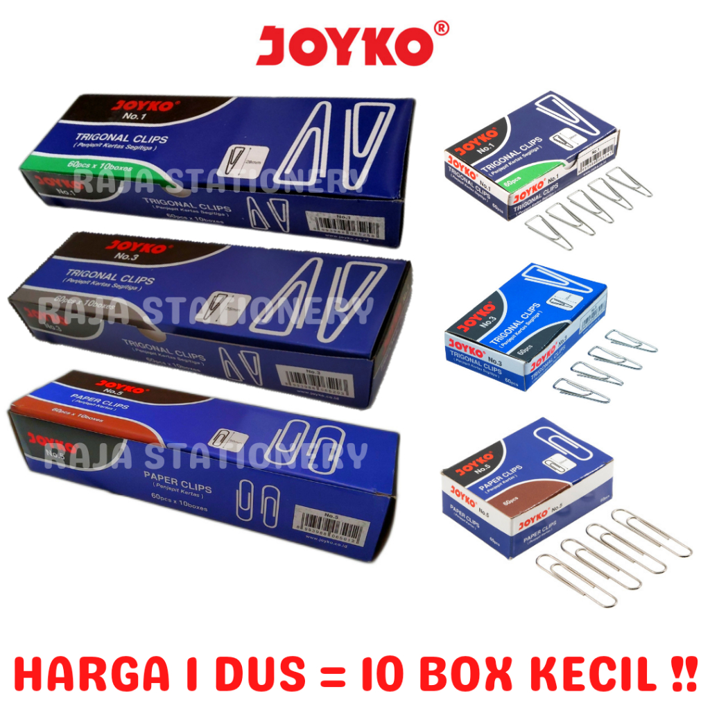 Jual JOYKO PAPERCLIP PAPER CLIP TRIGONAL CLIP No.1 No.3 No.5 KLIP ...