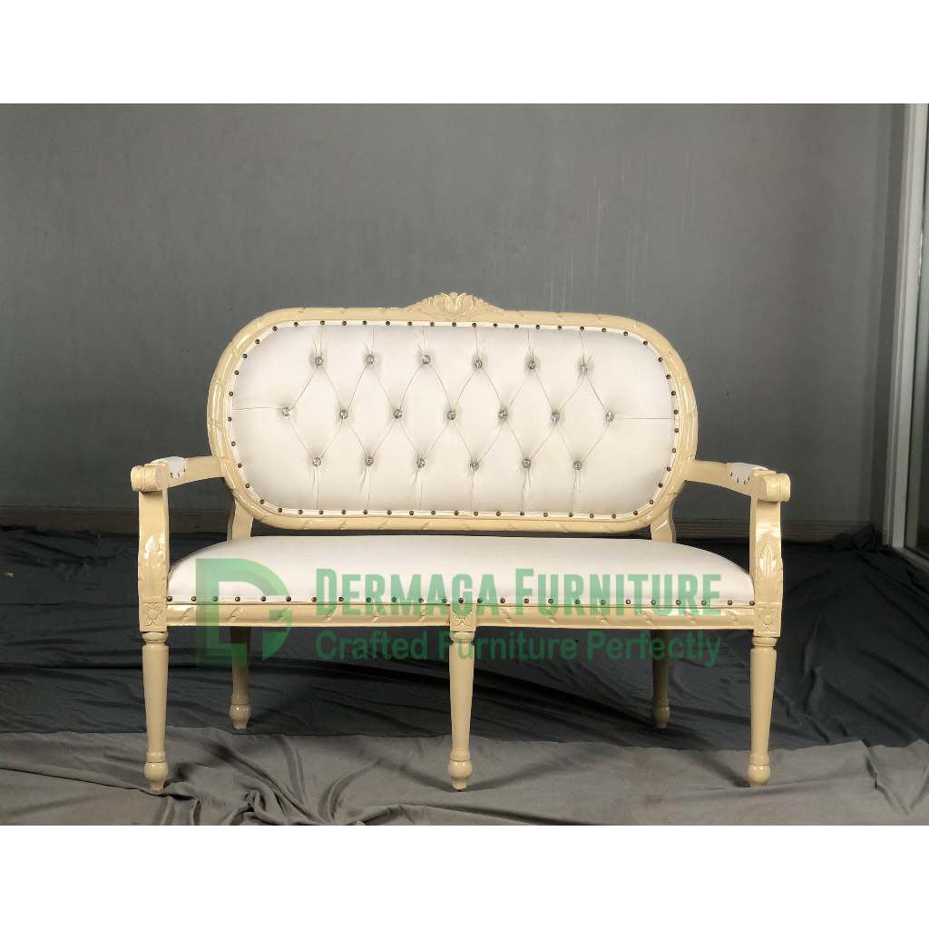 Jual PRE ORDER SOFA GEOR TALI 2 DUDUKAN KAYU JATI FINISHING CREAM KAIN OSCAR SOFA KURSI ...