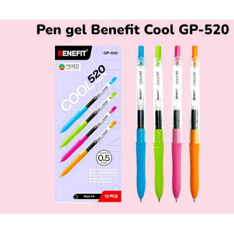 Jual 1 pcs Pulpen Benefit Cool Gel GP-520 - Ballpoint Gel Mekanik ...