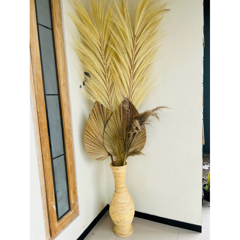 Jual paket super + vas rotan 70cm paket bunga kering dekorasi | Shopee ...