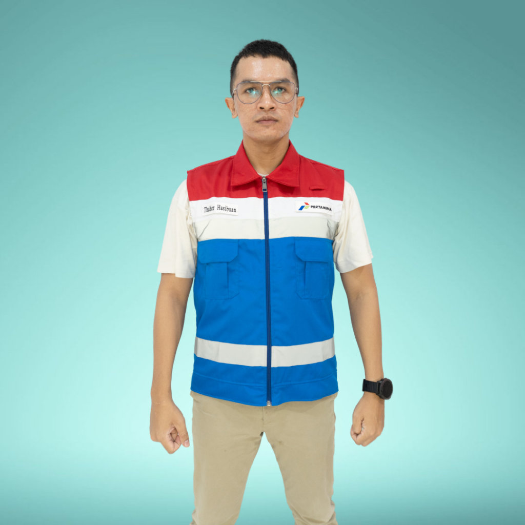 Jual ROMPI SAFETY BIRU BORDIR PERTAMINA VEST ROMPI SAFETY PROYEK Rompi ...