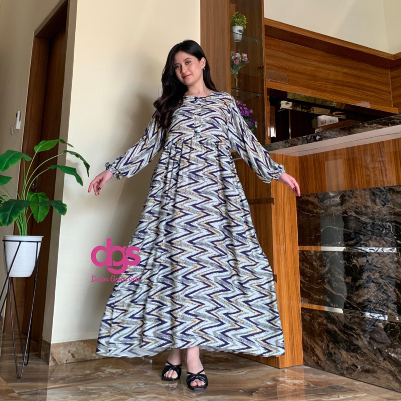 Jual Midi Dress Diandra Motif Bunga Rayon Viscose Daster Panjang Wanita ...