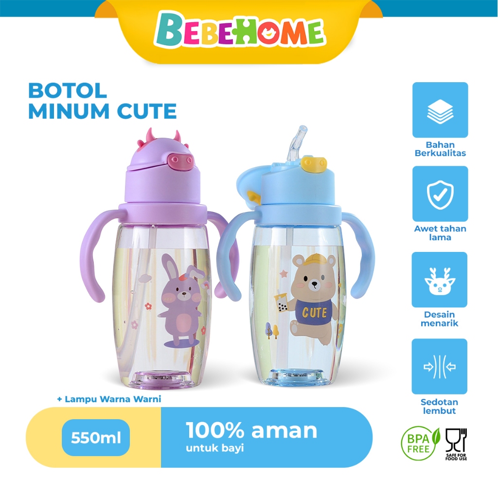 Jual Bebehome Botol Minum Anak dengan Sedotan dan Gagang 550ml BPA FREE FOOD GRADE | Shopee ...