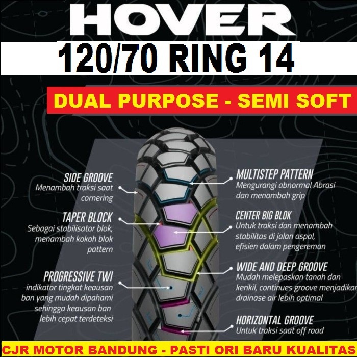 Jual FDR HOVER 120/70 ring 14 BAN BELAKANG ENDURO motor AEROX PCX 150 ...