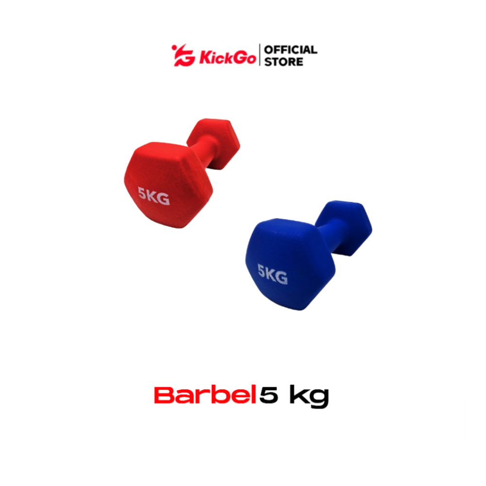 Jual KickGo Barbel 5Kg Dumbell Barbell Fitness Vinyl Besi Neoprene Anti ...