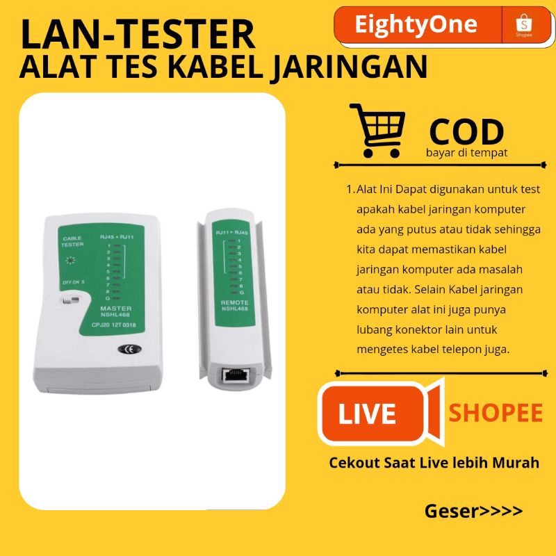 Jual LAN Tester - Alat Untuk Test Kabel Jaringan Komputer | Shopee ...