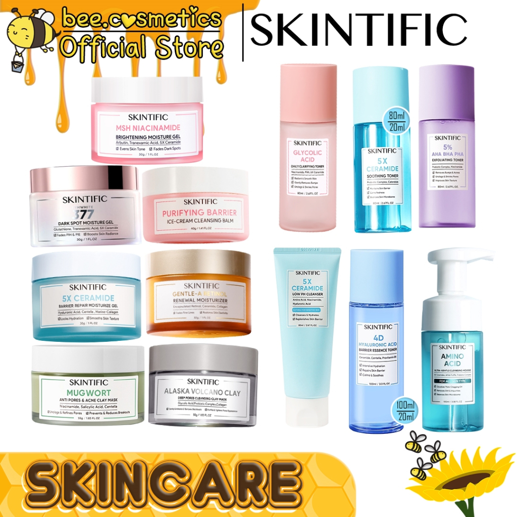 Jual SKINTIFIC FACE CARE SERIES ( MOISTURING GEL / CLAY MASK / TONER ...