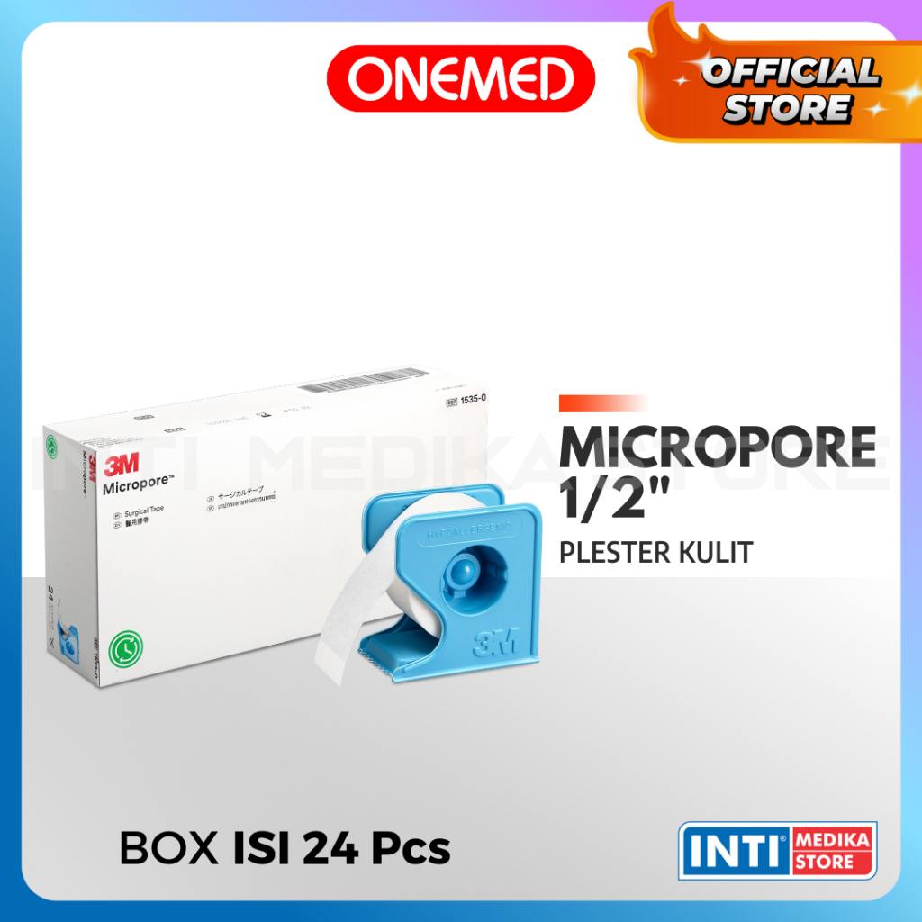 Jual 3M - Plester Kulit MICROPORE 1/2 Inch + Dispenser | Plester Luka ...