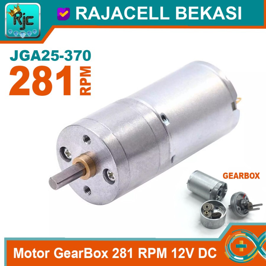 Jual Motor DC Gear box 281RPM 3-24V 9V 12V High Torque Gearbox Robot ...