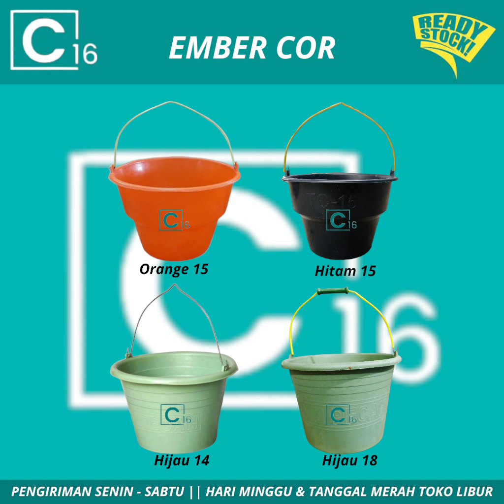 Jual Ember Cor T15 Jumbo dan Biasa Orange Hijau Hitam Anti Pecah ...