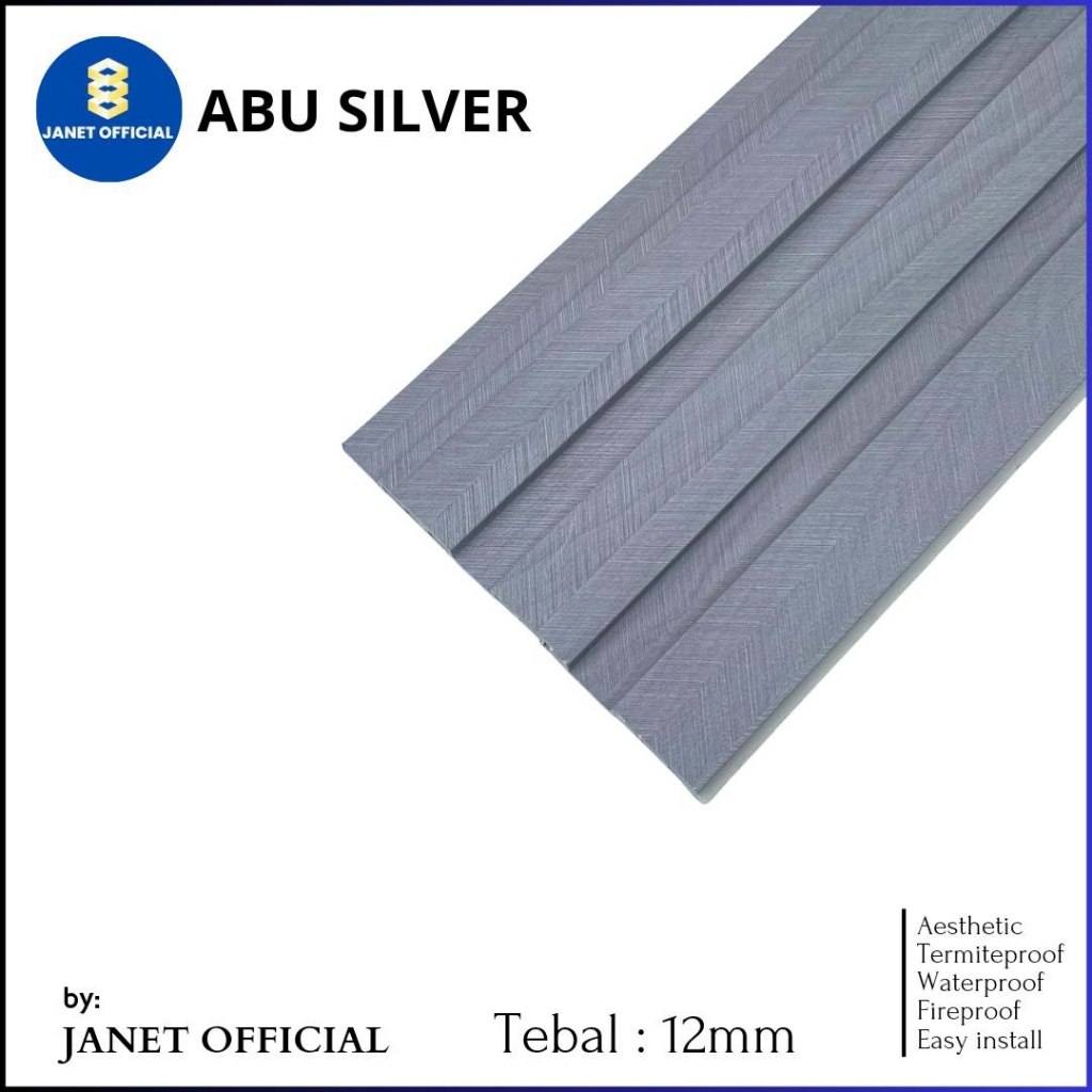 Jual WPC Wall Panel WARNA ABU SILVER 3 meter 300cm X 20cm X 1.2cm | pvc ...