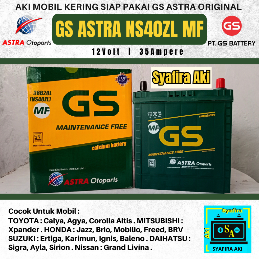 Jual AKI MOBIL HONDA JAZZ,BRV,BRIO,DATSUN GO,ERTIGA GS MF NS40ZL GS ASTRA MF | Shopee Indonesia