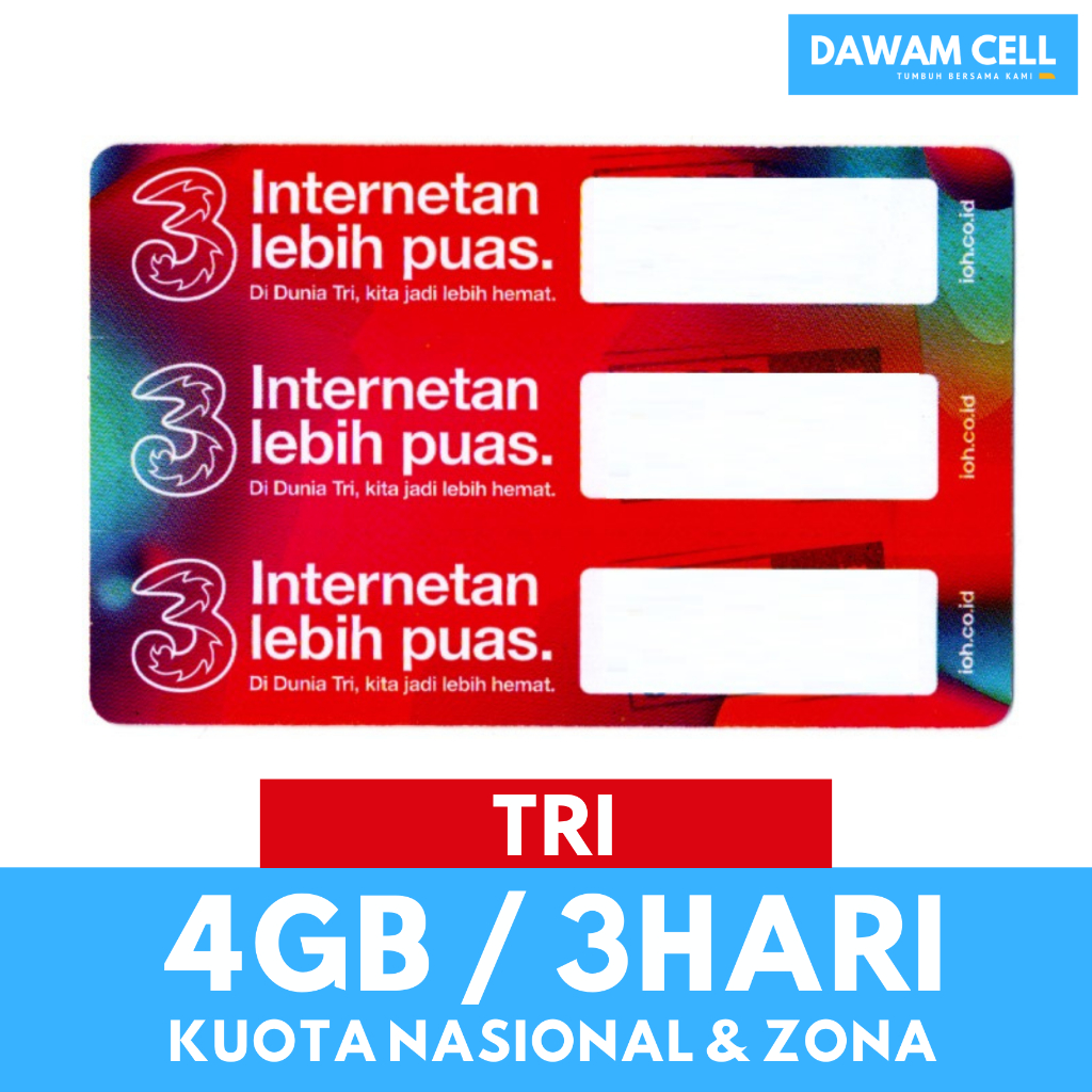 Jual VOUCHER TRI 4GB 3HARI NASIONAL | Shopee Indonesia