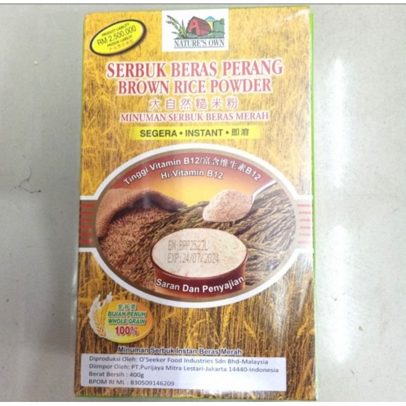 Jual serbuk beras perang brown rice podwer instan 400gr | Shopee Indonesia
