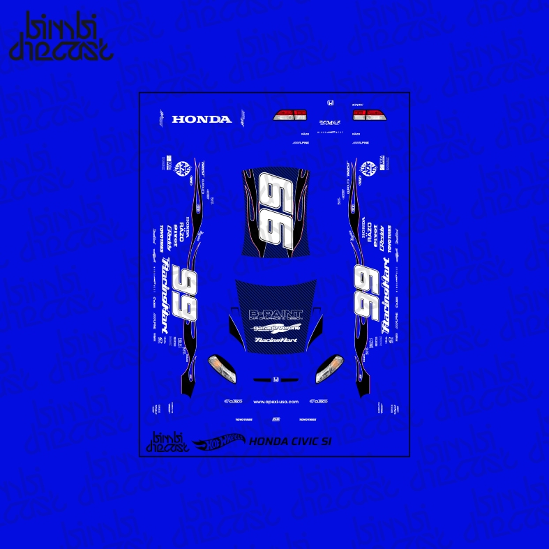 Jual Decal Hotwheels Honda Civic Si Racing Hart White Toner | Shopee ...