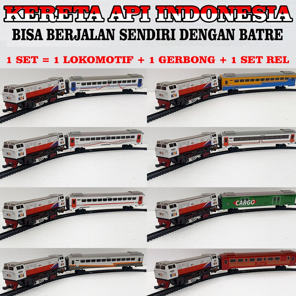 Jual BEST PRODUCT Kereta api Indonesia - ful set lokomotif dan gerbong ...