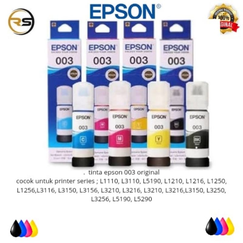 Jual TINTA PRINTER EPSON 003 ORIGINAL FOR INK L1110, L3110, L3150 ...