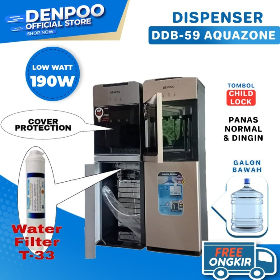 Jual Denpoo Dispenser Galon Bawah Low Watt DDB 59 FILTER T33 | Shopee ...