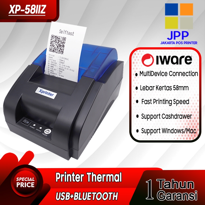 Jual Printer Thermal Xprinter XP-58IIZ 58mm with Bluetooth Multidevice ...