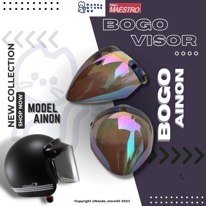Jual Kaca Helm Visor Bogo Ainon Three Maestro Model Flat Tampil Beda ...