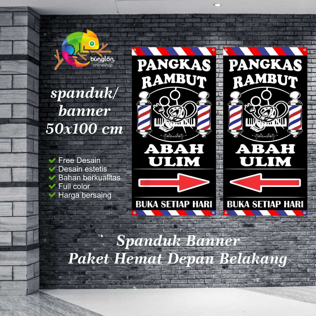 Jual Spanduk Banner 50x100 Depan Belakang Pangkas Rambut Barbershop ...