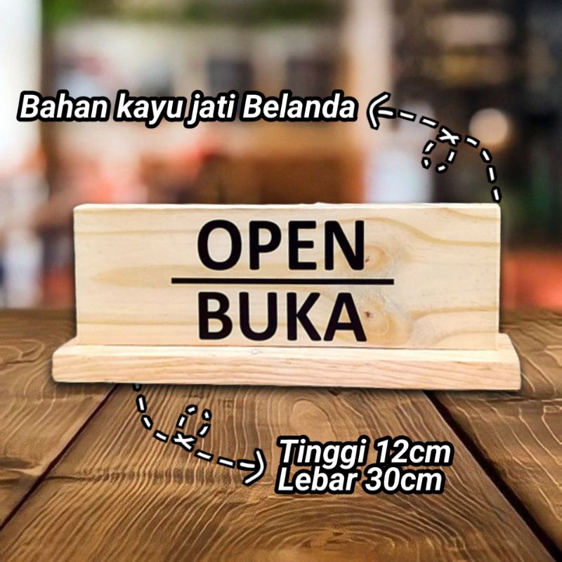 Jual PAPAN TANDA MEJA "OPEN-BUKA" SIGN BOARD 30X12CM | Shopee Indonesia