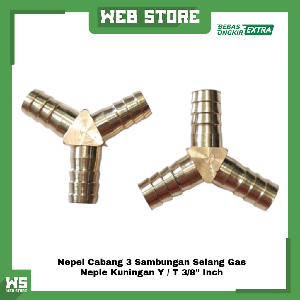 Jual Nepel Cabang 3 Sambungan Selang Gas Neple Kuningan Y / T 3/8" Inch ...