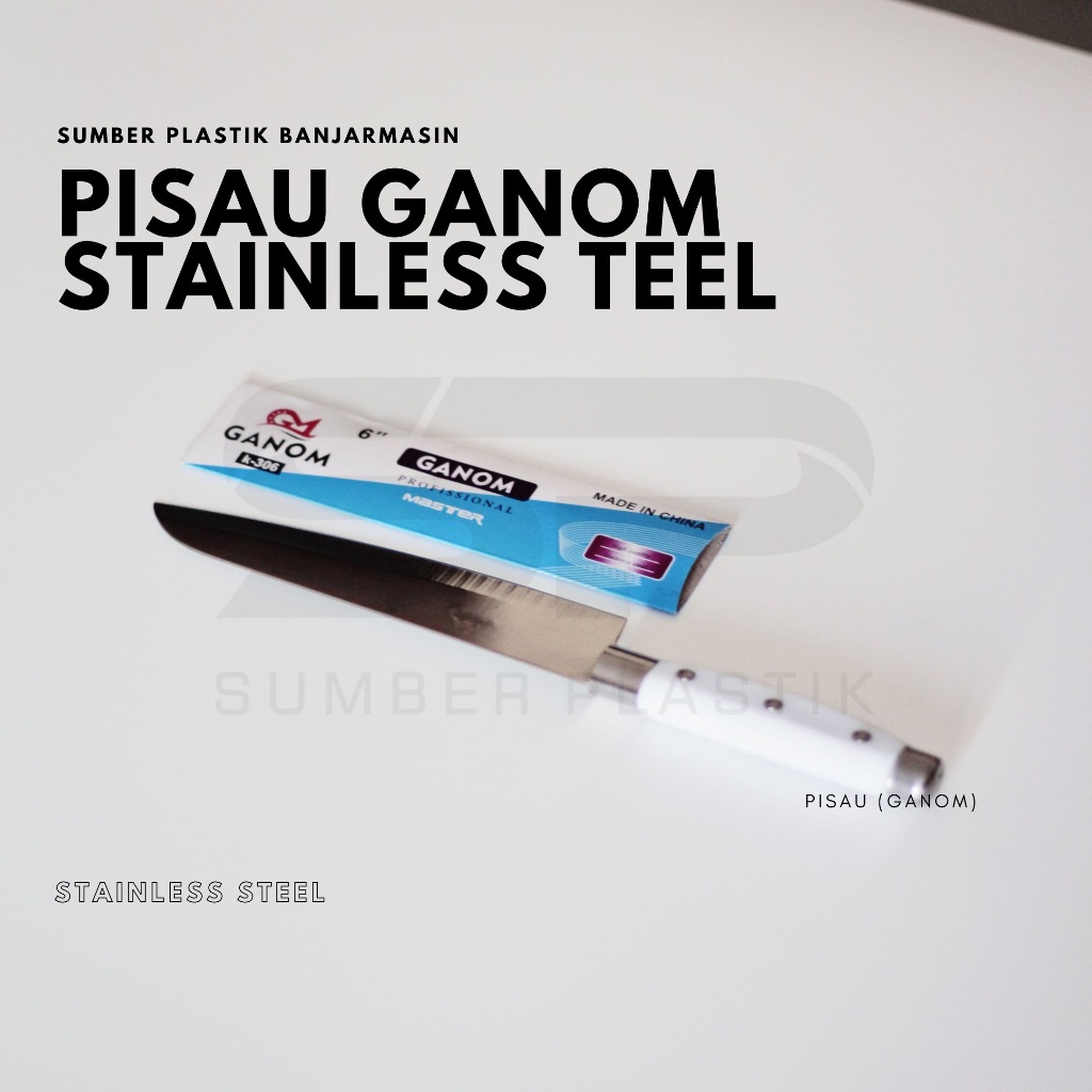 Jual Pisau Dapur Ganom Stainless Steel Gagang Putih (Satuan) | Shopee ...