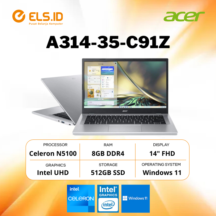 Jual Acer Aspire 3 A314-35 Intel N5100 8GB SSD 512GB 14" FHD W11+OHS ...
