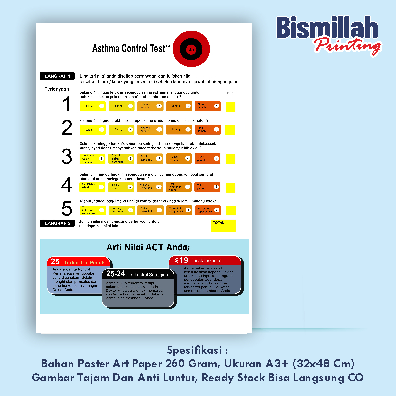 Jual Poster Kesehatan Asma Control Test | Shopee Indonesia