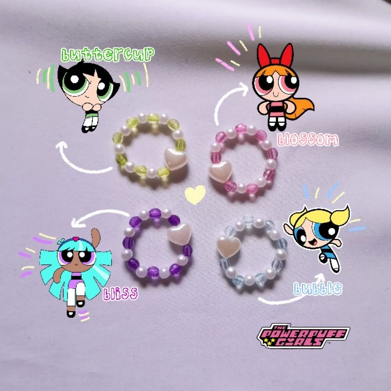 Jual Beads Ring Powerpuff Girl edition (Cincin manik| Powerpuff Girl ...