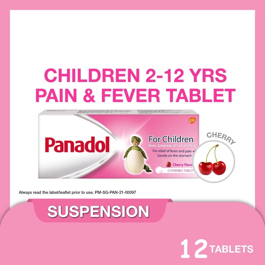 Jual Panadol Children Cherry Flavour Singapore 12 Chewable Tablets per ...