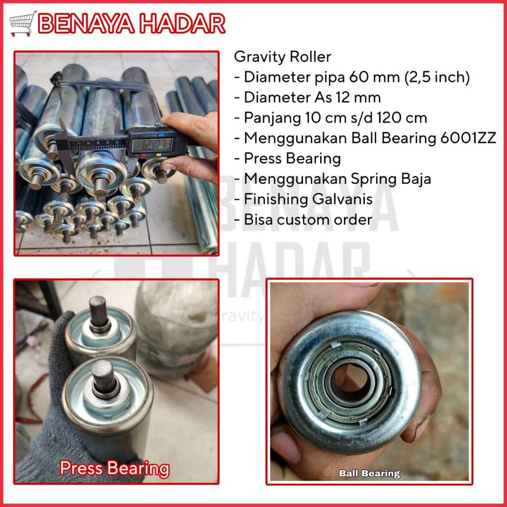 Jual Gravity Roller Conveyor 60mm x 250 mm x 290 mm roller gravity 2,5 ...