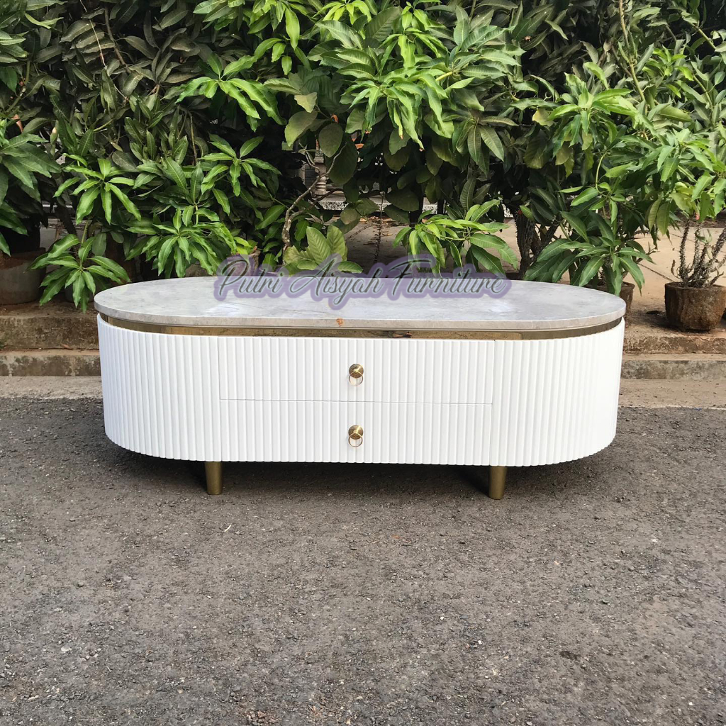 Jual Coffe table stainless marmer white carara, meja kopi salur modern ...