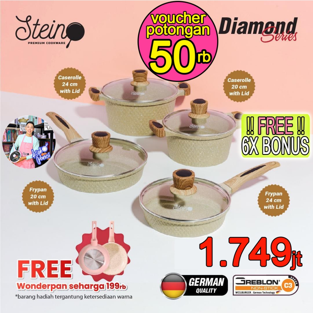 Jual (VOUCHER 50rb + 6X BONUS) SteinCookWare Stein Paket Diamond ...