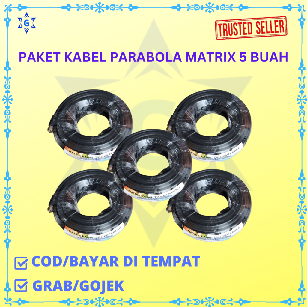 Jual PAKETAN 5 BUAH KABEL PARABOLA MATRIX 15M RG 6 + KONEKTOR | Shopee ...