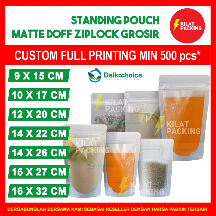 Jual Plastik Ziplock Standing Pouch Matte Doff Klip Kantong Makanan ...