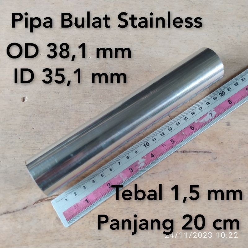 Jual Pipa Bulat Stainless OD 38,1 mm ID 35,1 mm Tebal 1,5 mm Panjang 20 cm | Shopee Indonesia