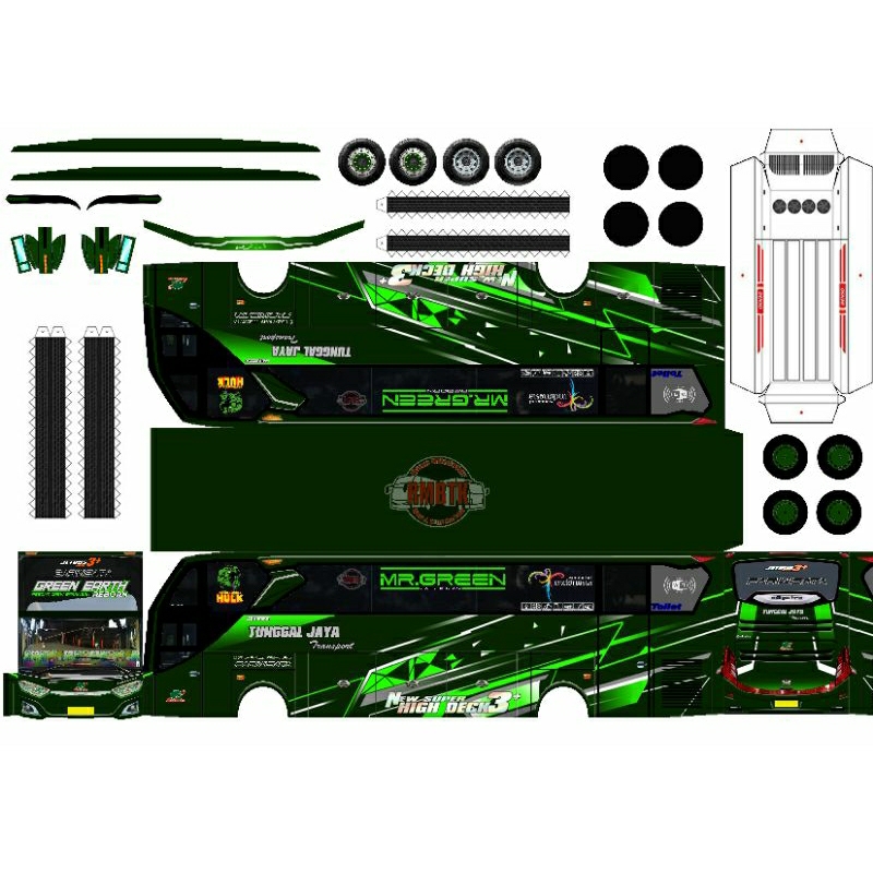 Jual Pola miniatur bus Tunggal Jaya Kids panda JB5 1/50 FREE CUTTER ...