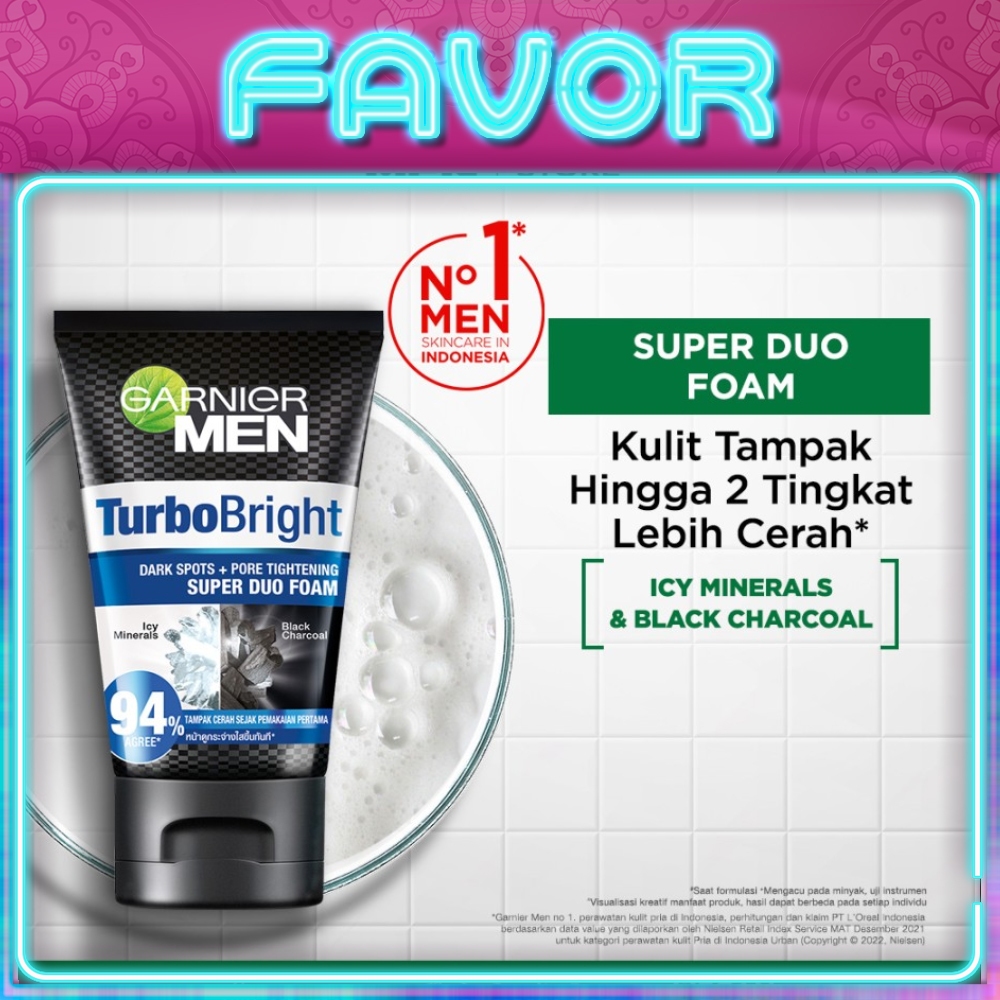Jual Garnier Men Turbo Bright Super Duo Foam - 100/50 ml | Shopee Indonesia