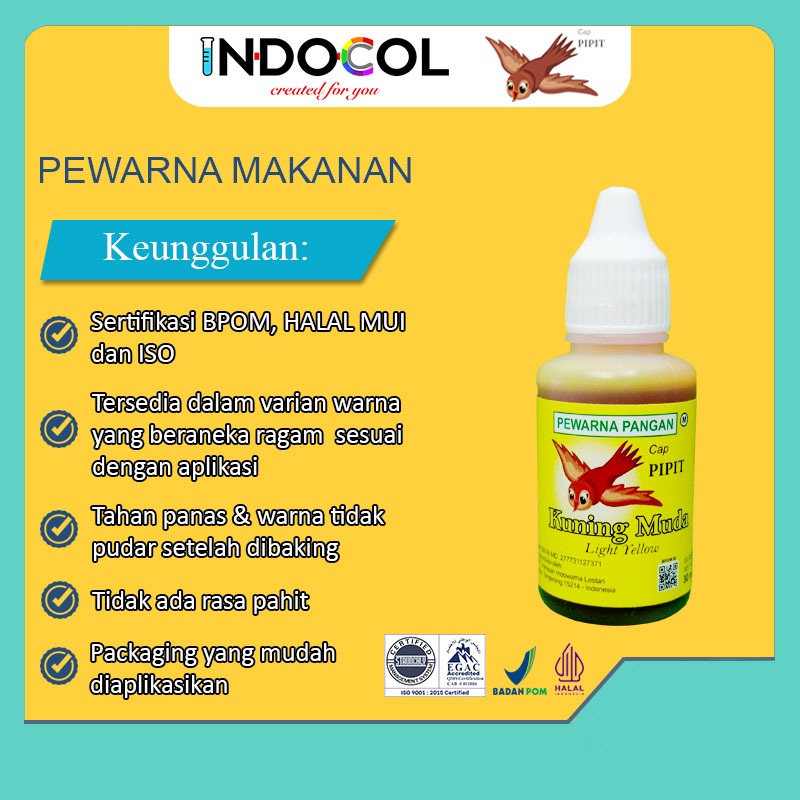 Jual PEWARNA CAIR KUNING MUDA CAP PIPIT (30 ml) | Shopee Indonesia