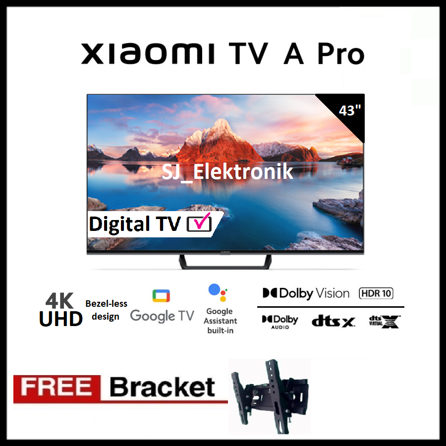 Jual (KHUSUS LUAR KOTA) Braket + Xiaomi Smart A Pro 43 UHD 4K Google TV LED 43 Inch Digital ...