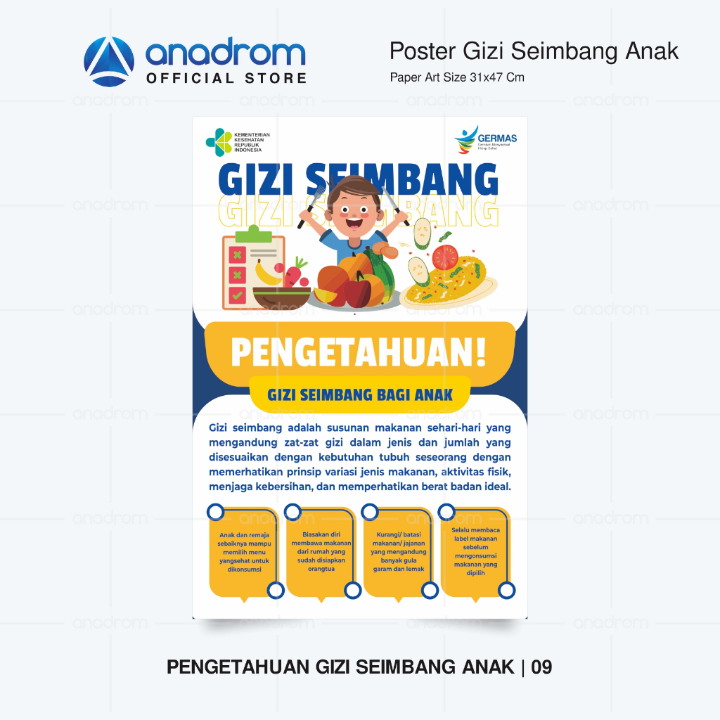 Jual Poster Promkes Gizi Seimbang | Poster Promkes Hidup Sehat Gizi ...
